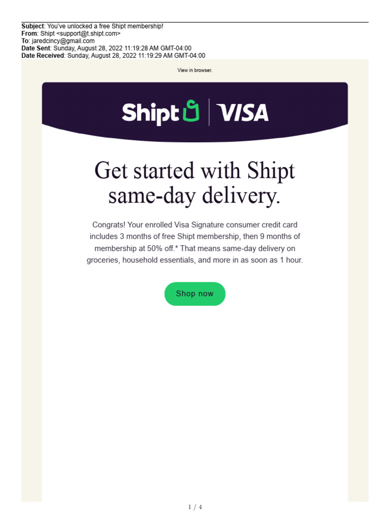 2022-08-28-You - Ve Unlocked A Free Shipt Membership | PDF | Grocery ...