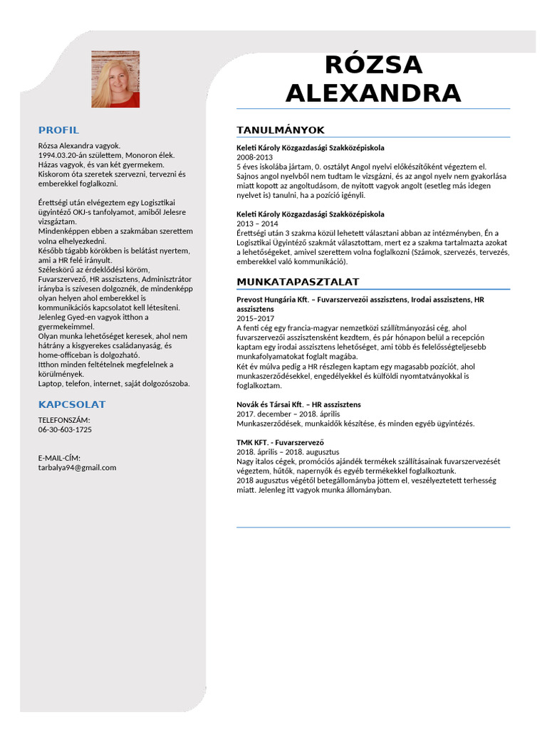 RÃ³zsa Alexandra CV | PDF