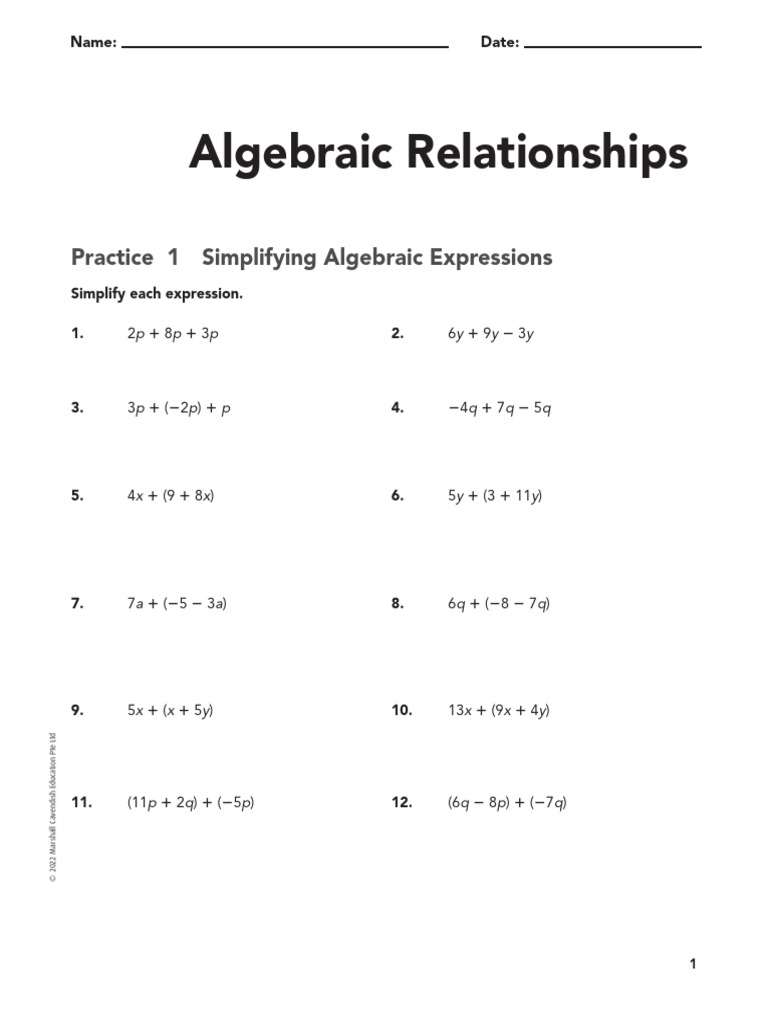 Algebraic Expressions and Equations Practice | PDF | Mathematical ...