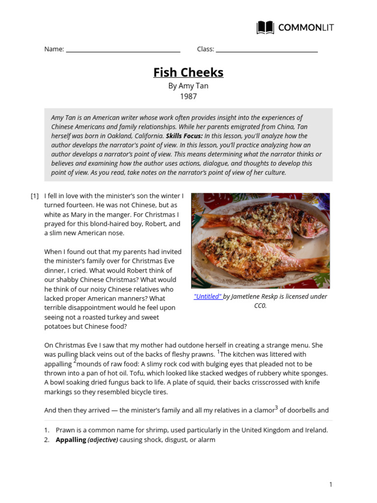 Fish Cheeks by Amy Tan (1987) | PDF