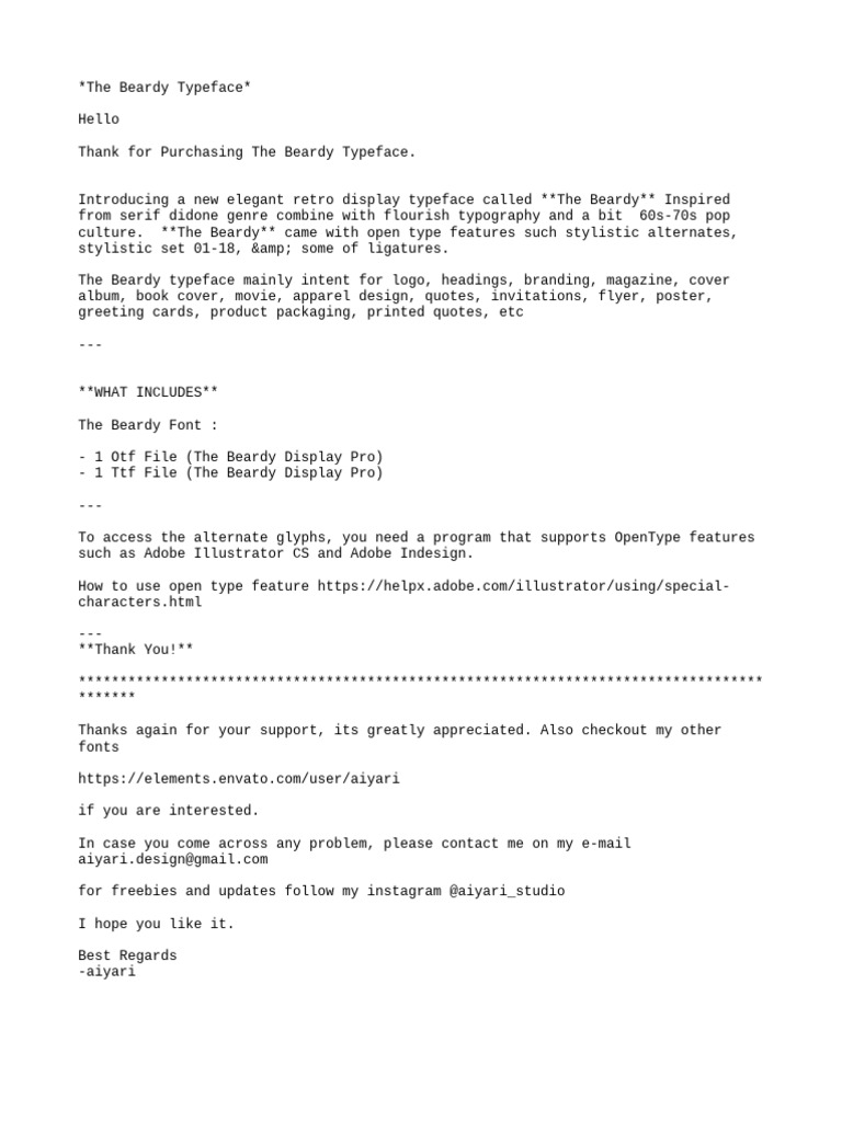 The Beardy Typeface Overview | PDF