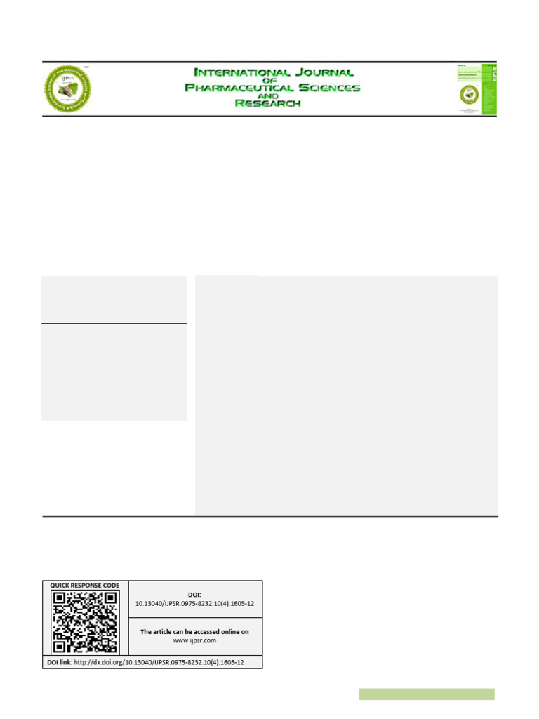 8 Vol. 10 Issue 4 Apr 2019 IJPSR RE 2803 | PDF