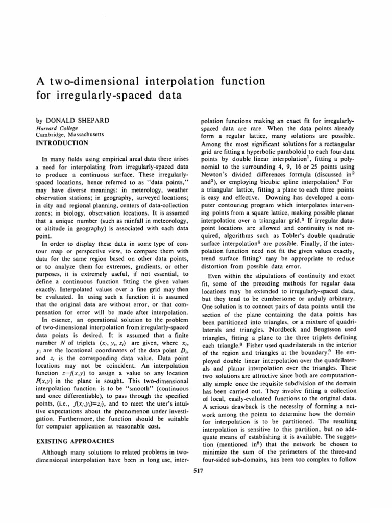 A Two-Dimentional Intepolation Function For Irregalarly-Spaced Data ...