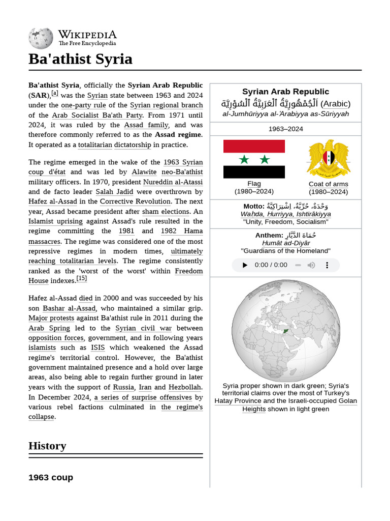 Ba'athist_Syria | PDF | Syria | Bashar Al Assad