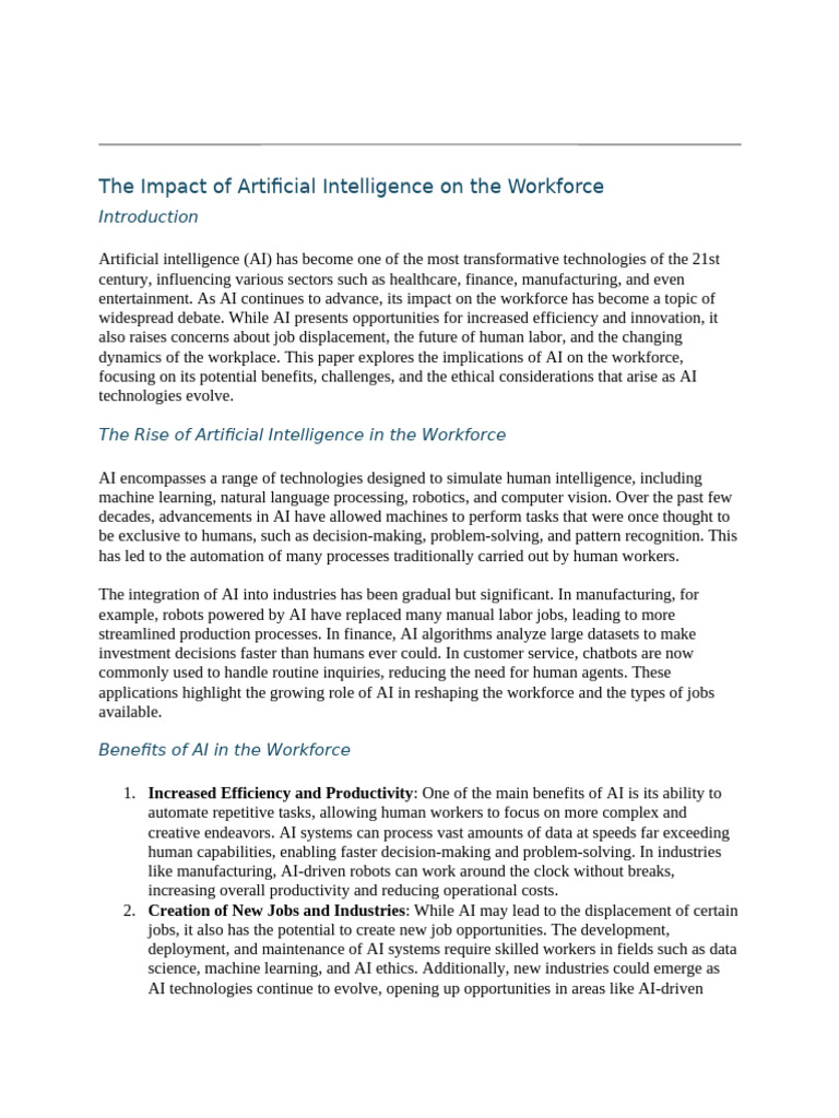 AI's Impact on Workforce Dynamics | PDF | Artificial Intelligence ...