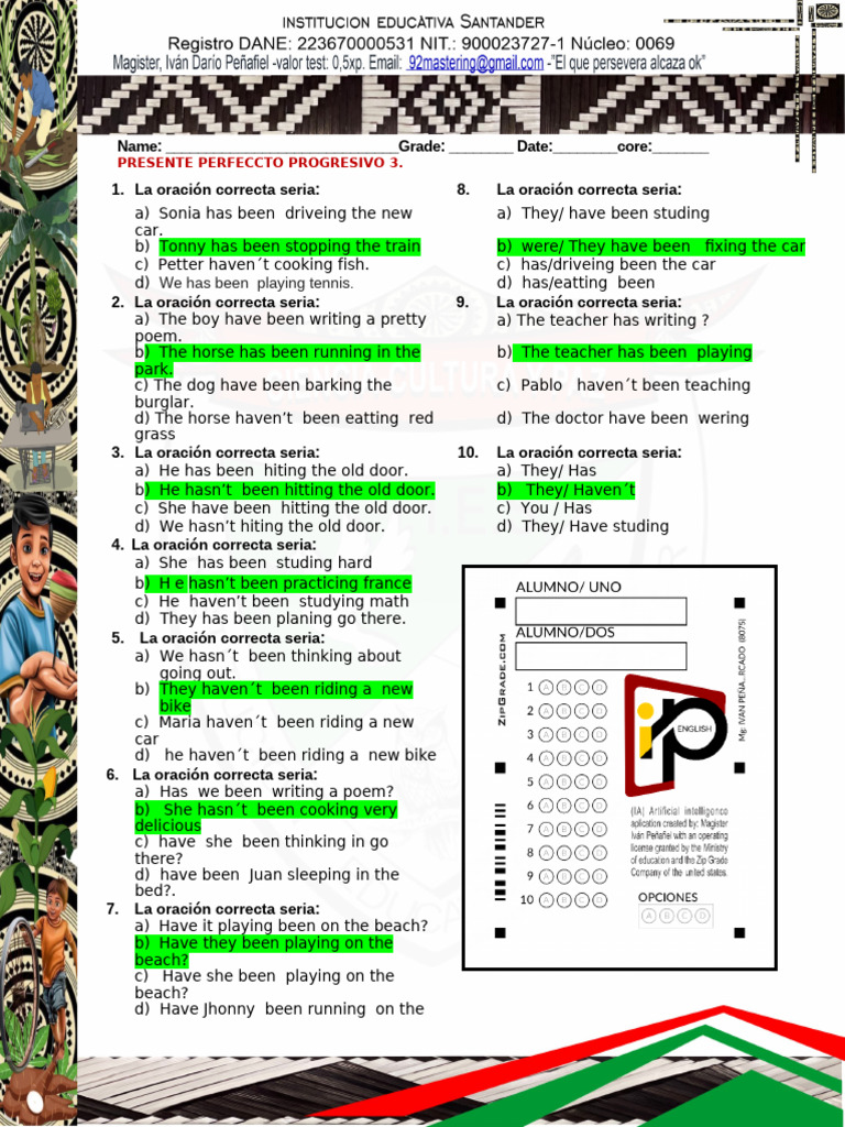 Present Perfect Progressive Exercises | PDF