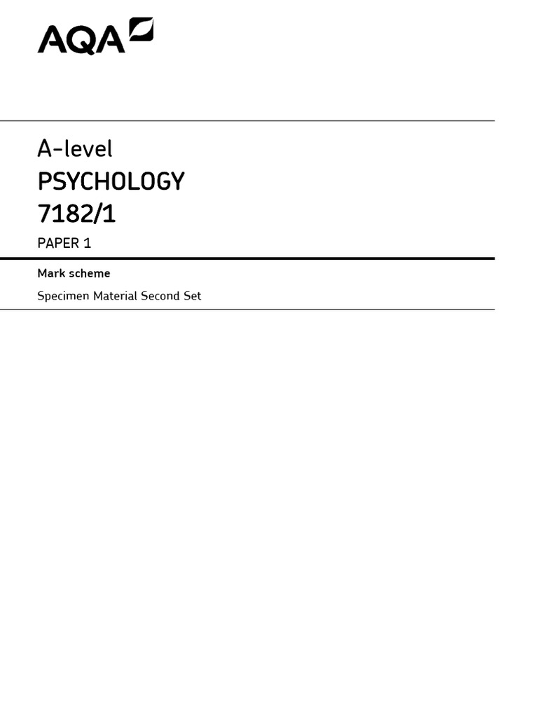 A-Level Psychology Paper 1 Mark Scheme | PDF | Attachment Theory ...