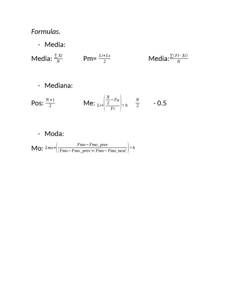 Formulas | PDF