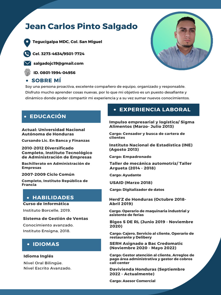 Curriculum CV de Hombre Profesional Con Foto Moderno Azul_20240925 ...