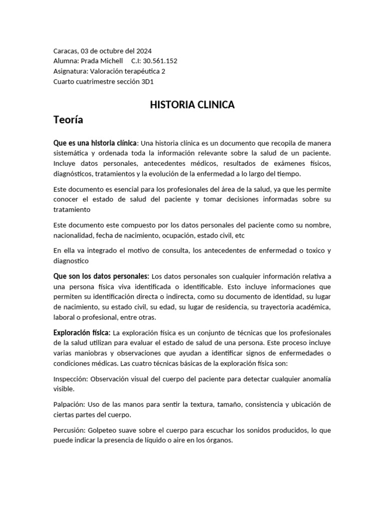 Historia Clínica: Evaluación y Datos Esenciales | PDF | Examen físico ...