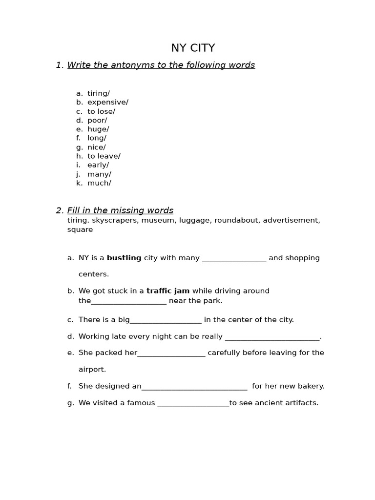 NY Article Exercises | PDF