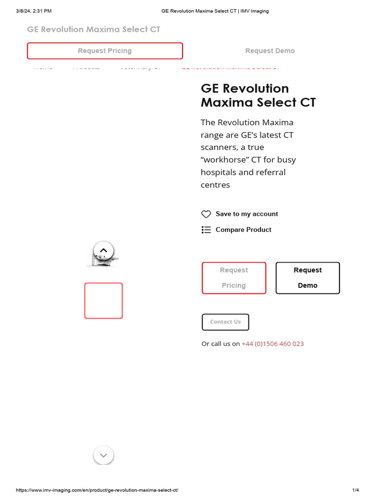 GE Revolution Maxima Select CT Overview | PDF | Ct Scan | Imaging