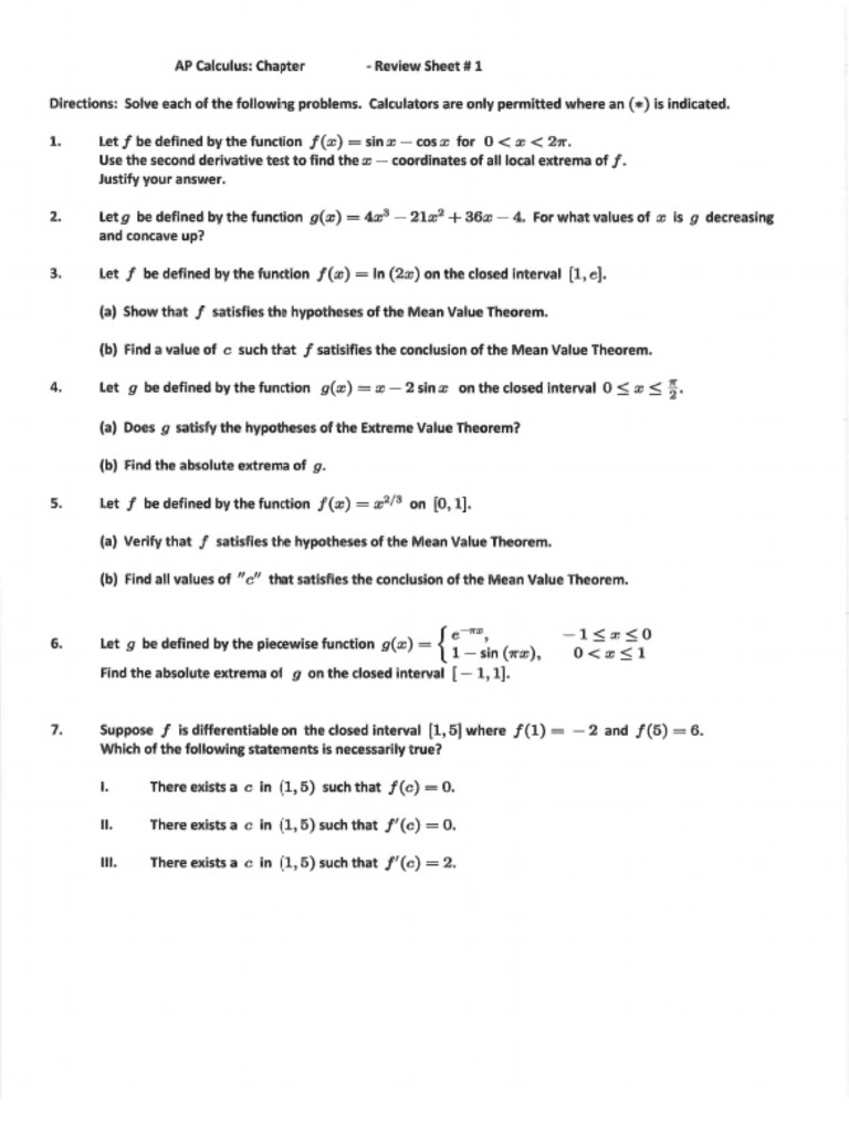 Unit 5 Test Review | PDF