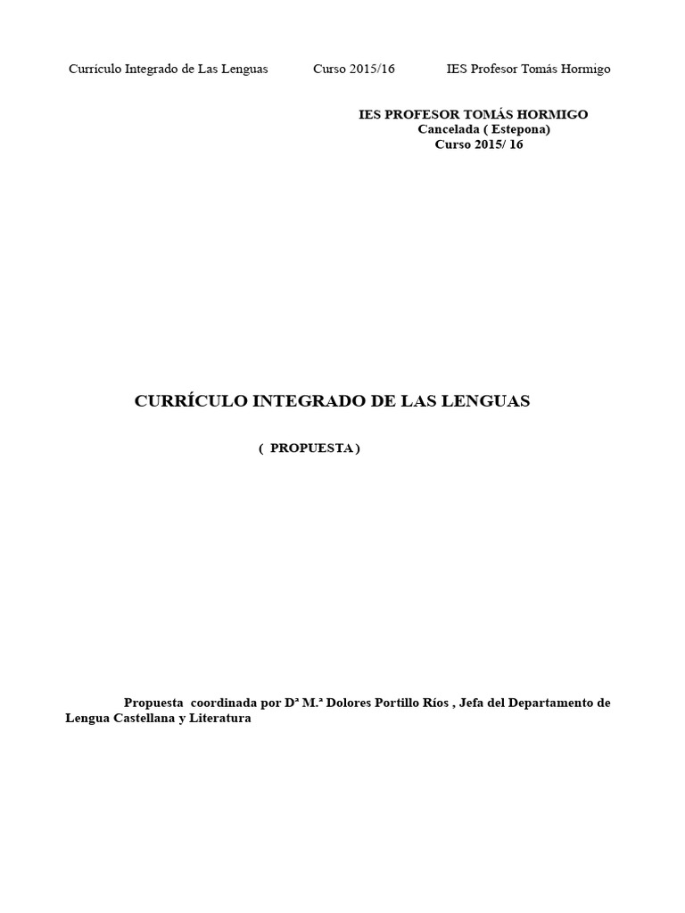 Curriculo Integrado | PDF | Multilingüismo | Plan de estudios