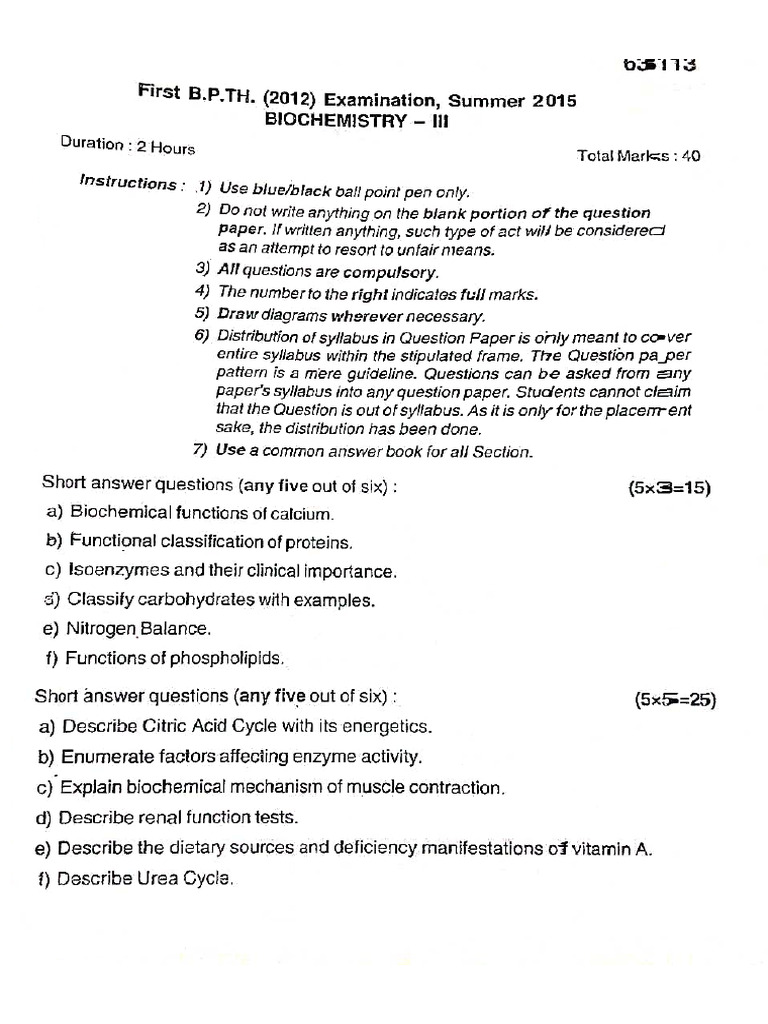 Biochemistry Pyqs_copy | PDF