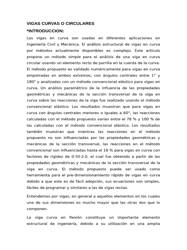 Vigas Curvas o Circulares | PDF | Viga (Estructura) | Doblar
