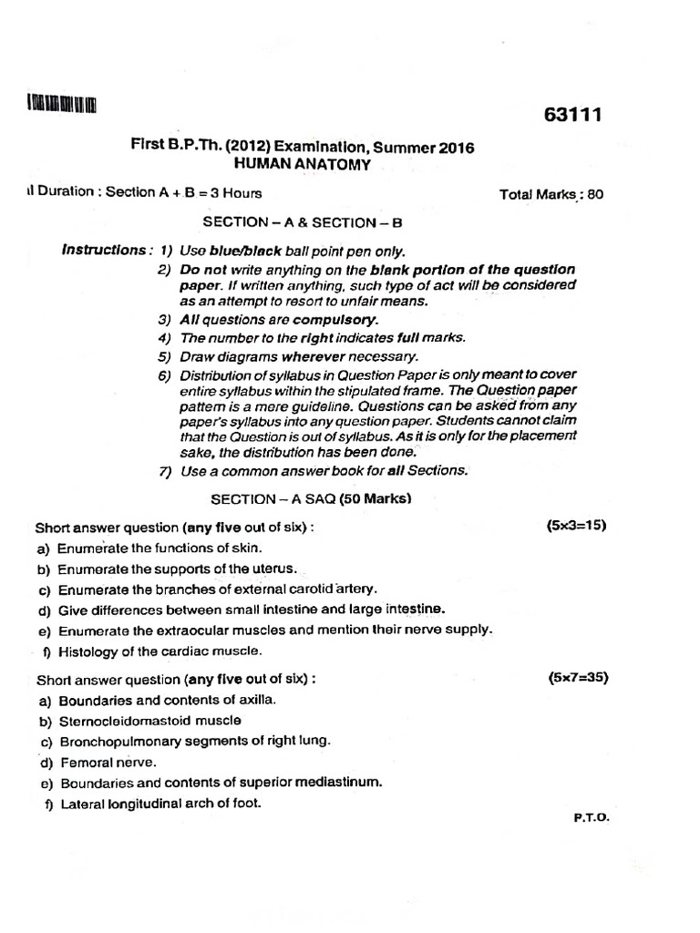 Anatomy Pyqs | PDF