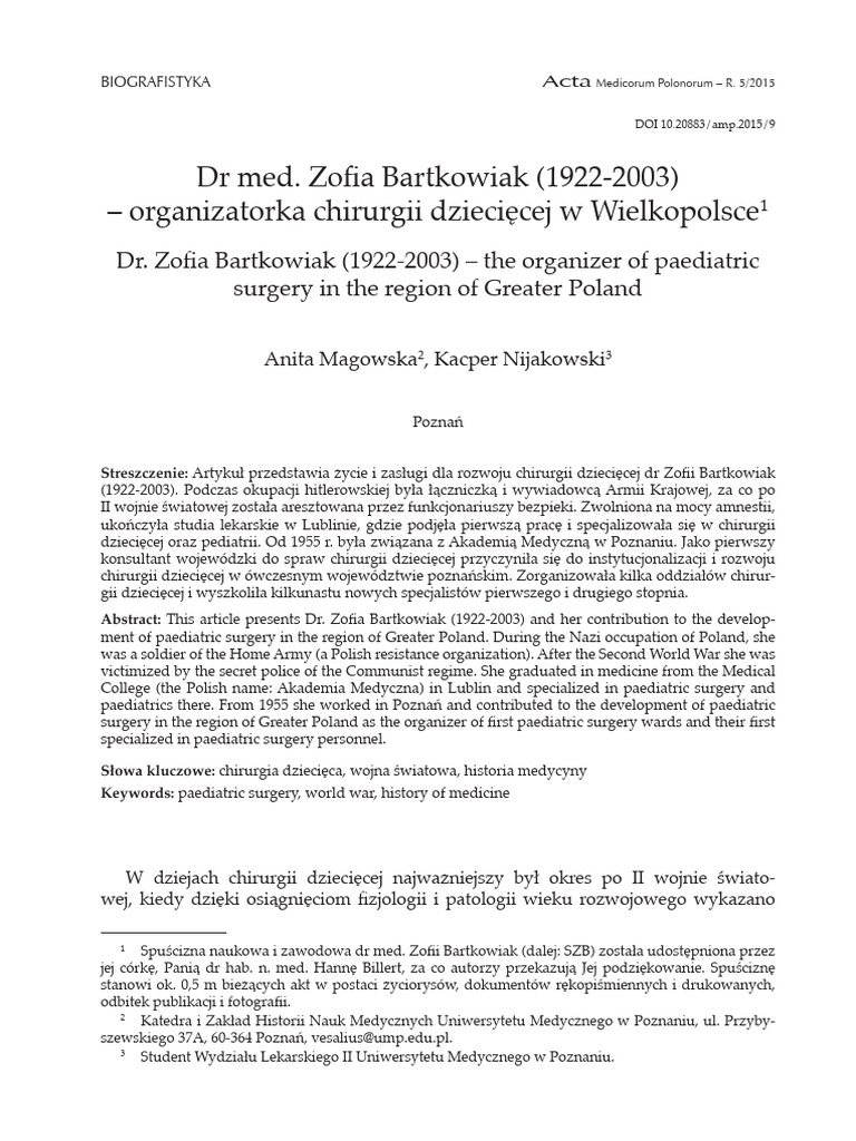 Magowska A Nijakowski K DR Zofia Bartkowiak AMP 2015 Nr1 | PDF