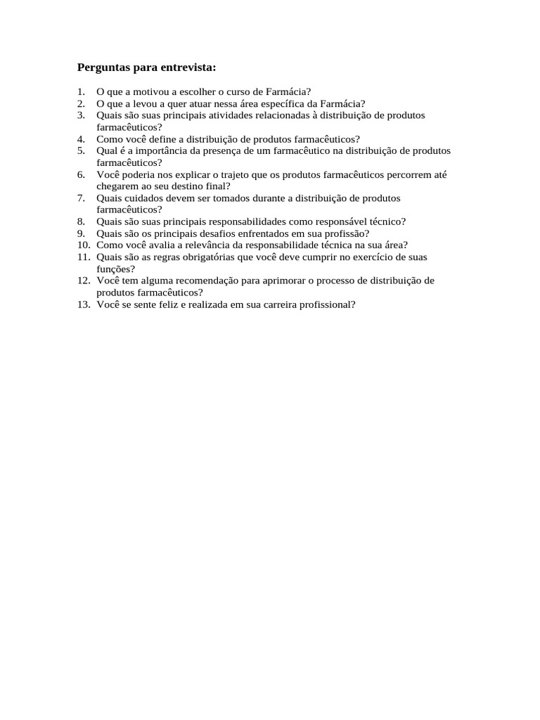 Perguntas para Entrevista | PDF