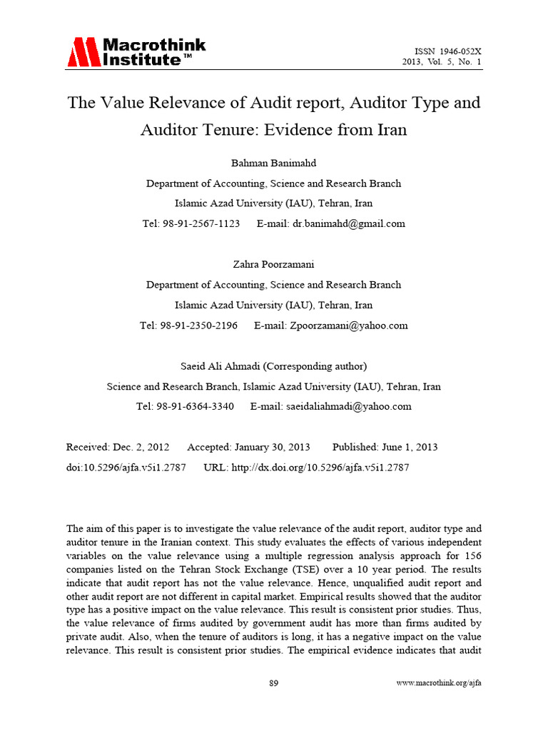 banimahd | PDF | Auditor's Report | Audit