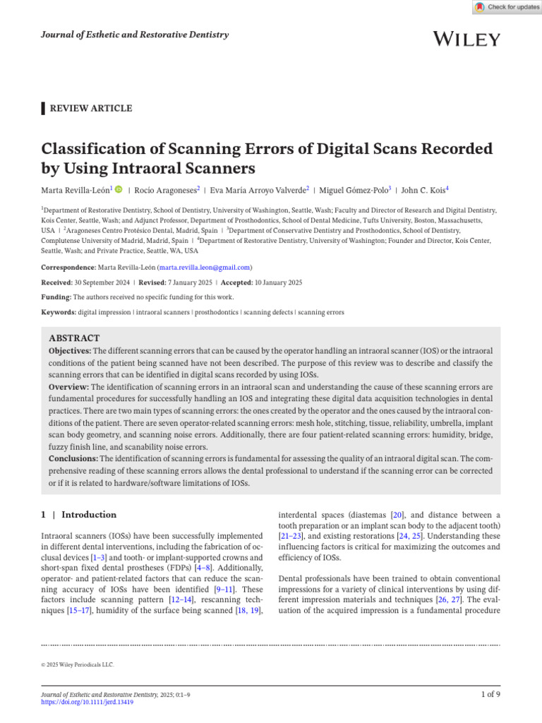 J Esthet Restor Dent - 2025 - Revilla León - Classification of Scanning ...