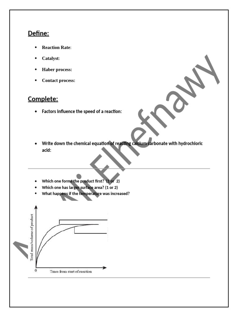 Rate of Reaction Questions | PDF | Reaction Rate | Activation Energy