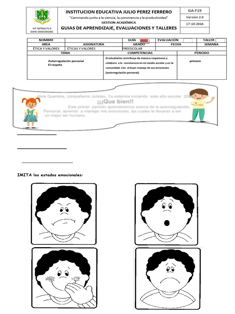 Guía de Autorregulación para Preescolar | PDF | Autorregulación ...