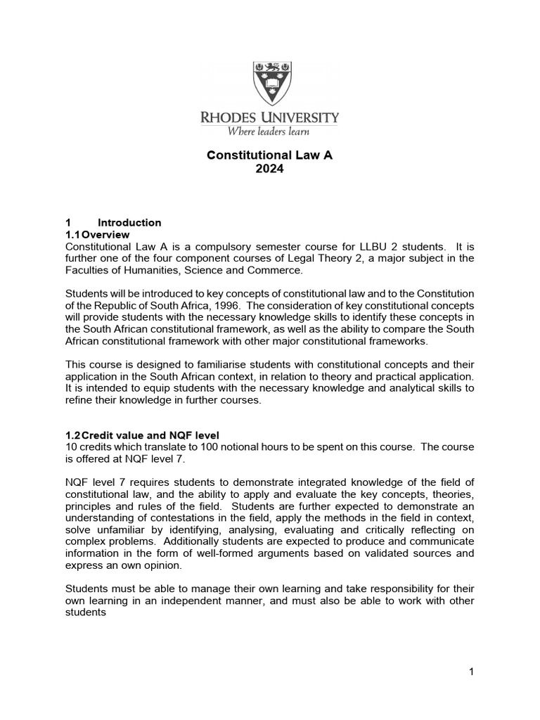 Constitutional Law Course Guide | PDF | Constitution | Common Law