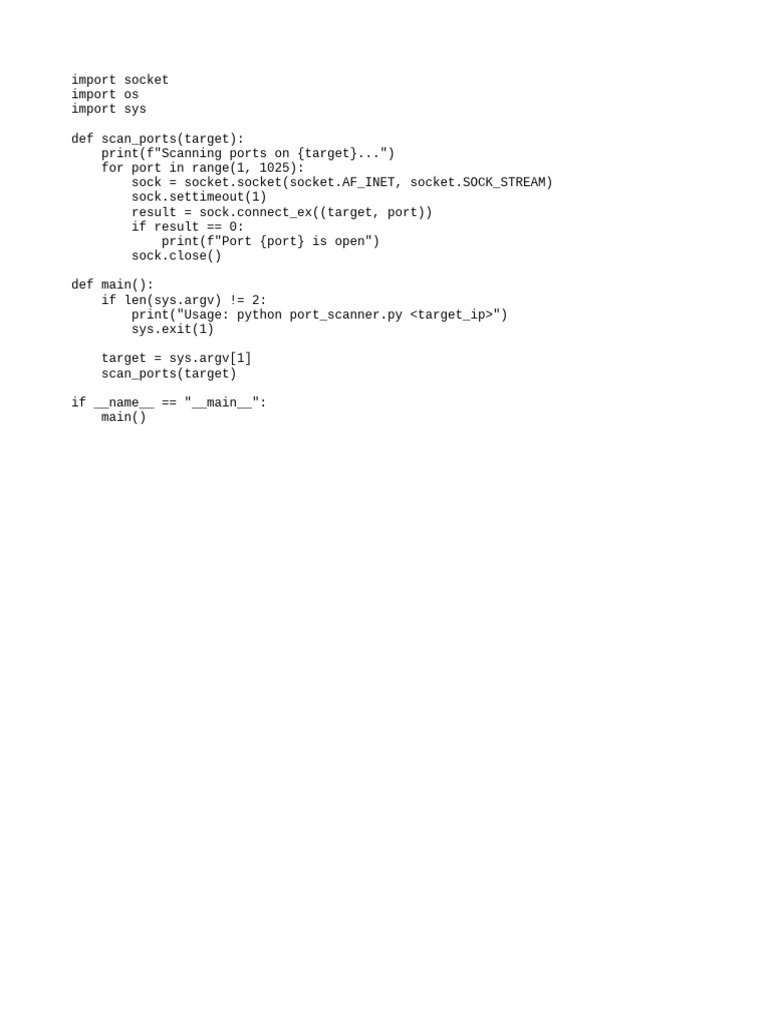 Python Port Scanner Script | PDF