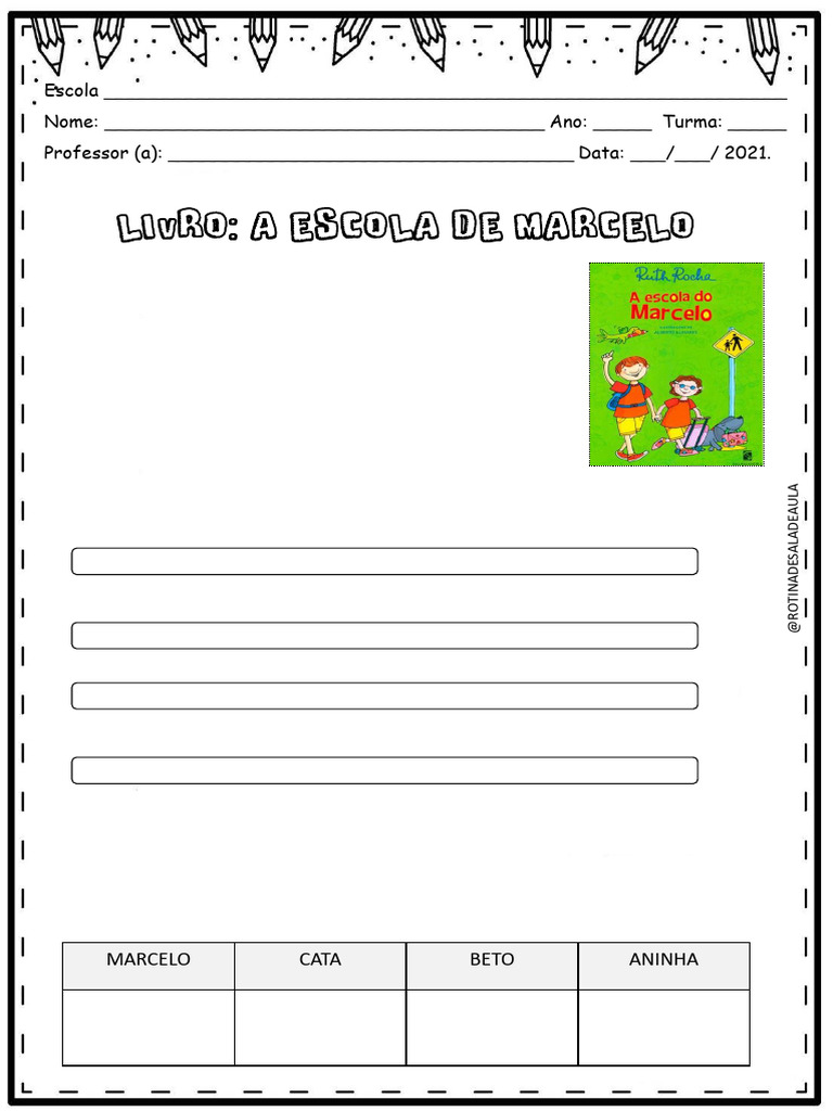 Atividades sobre "A Escola de Marcelo" | PDF