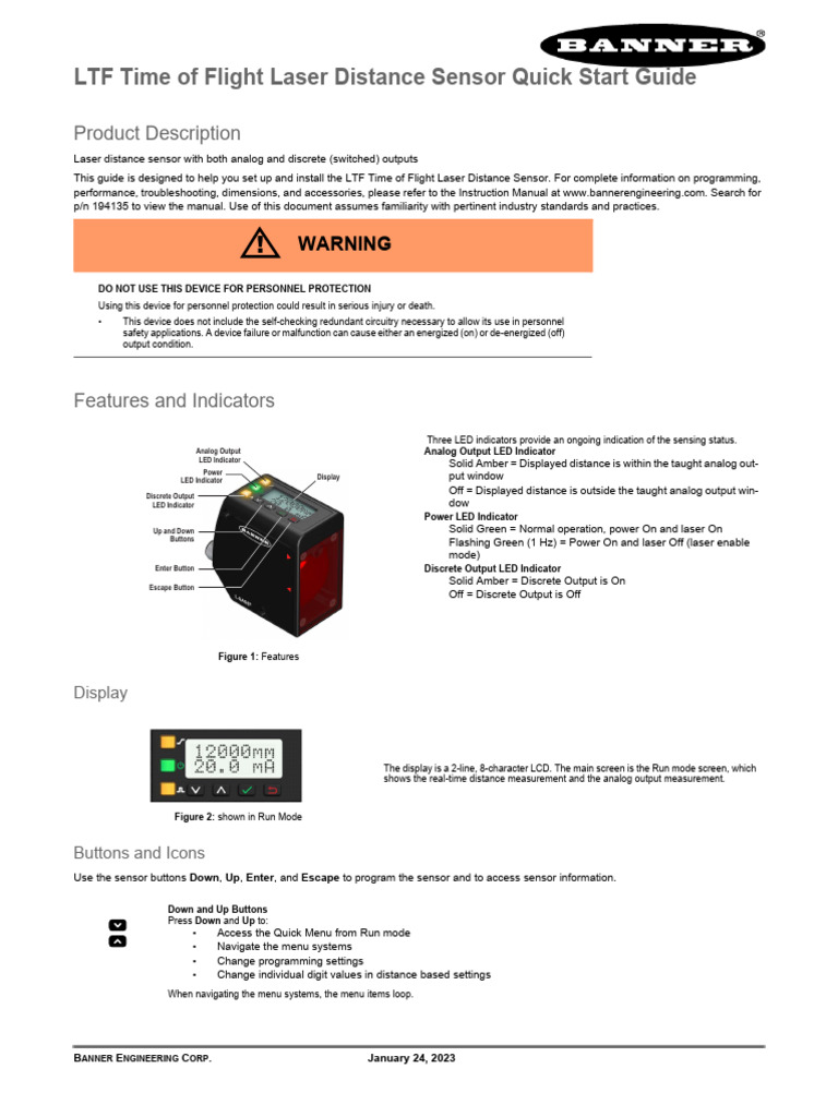 LTF Time of Flight Sensor Quick Start Guide | PDF | Laser | Light