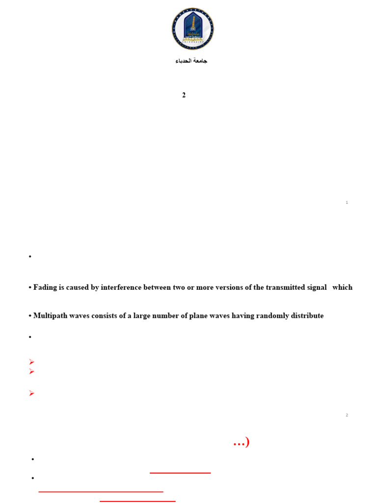 Lecture (7) Small Scale Fading | PDF | Waves | Doppler Effect