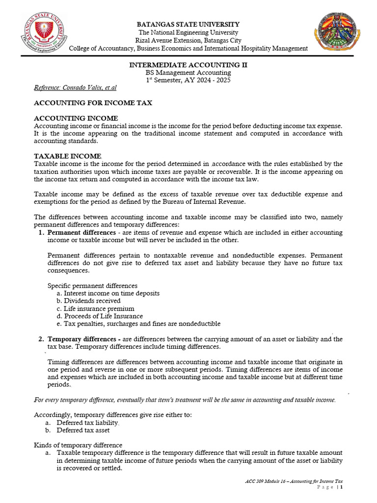 Module 16 Accounting For Income Tax | PDF | Deferred Tax | Expense