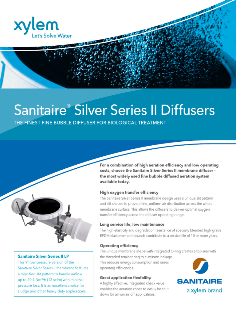Sanitaire Silver Series II Diffuser Datasheet Us Low en | PDF | Membrane