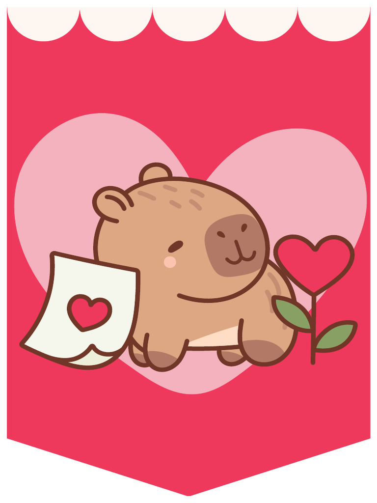 Banderín Para Salón de Clases Febrero San Valentín Ilustrado Capibara ...
