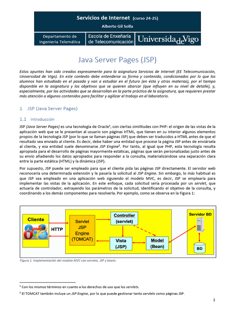 Java Server Pages (JSP) : Servicios de Internet | PDF | Java (lenguaje de programación ...