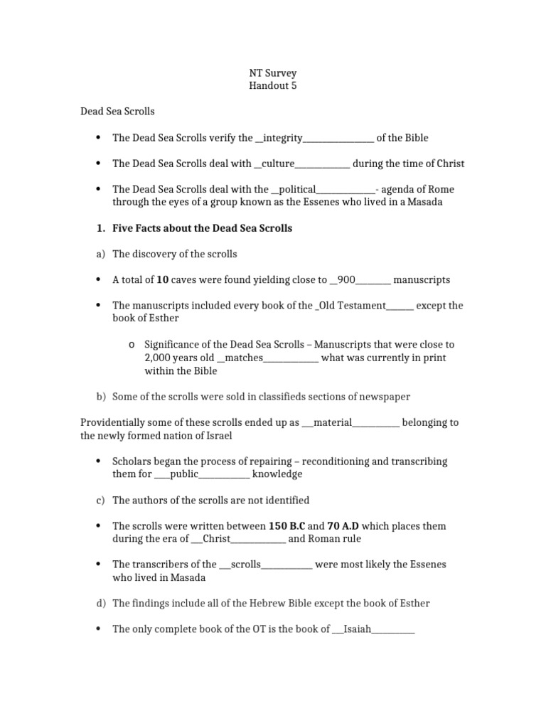 Handout 5 | PDF | Dead Sea Scrolls | Bible