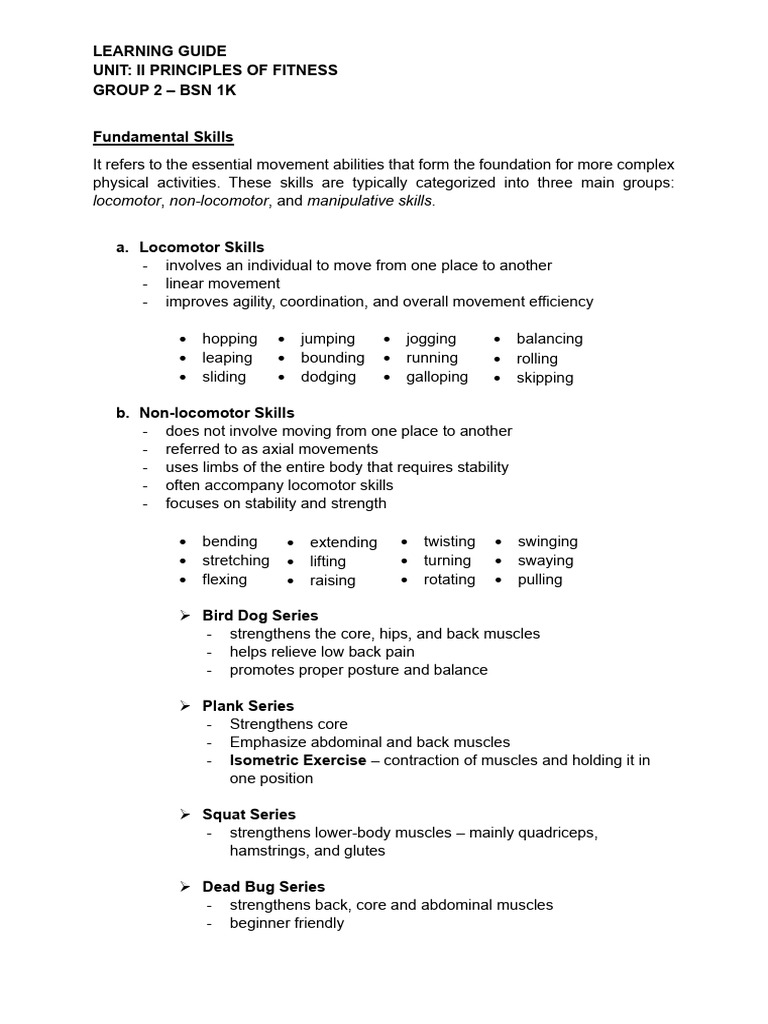 Learning Guide | PDF | Physical Fitness | Physical Exercise