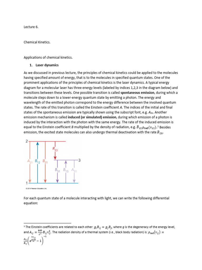 Chemical Kinetics - Lecture 6 | PDF | Emission Spectrum | Photon
