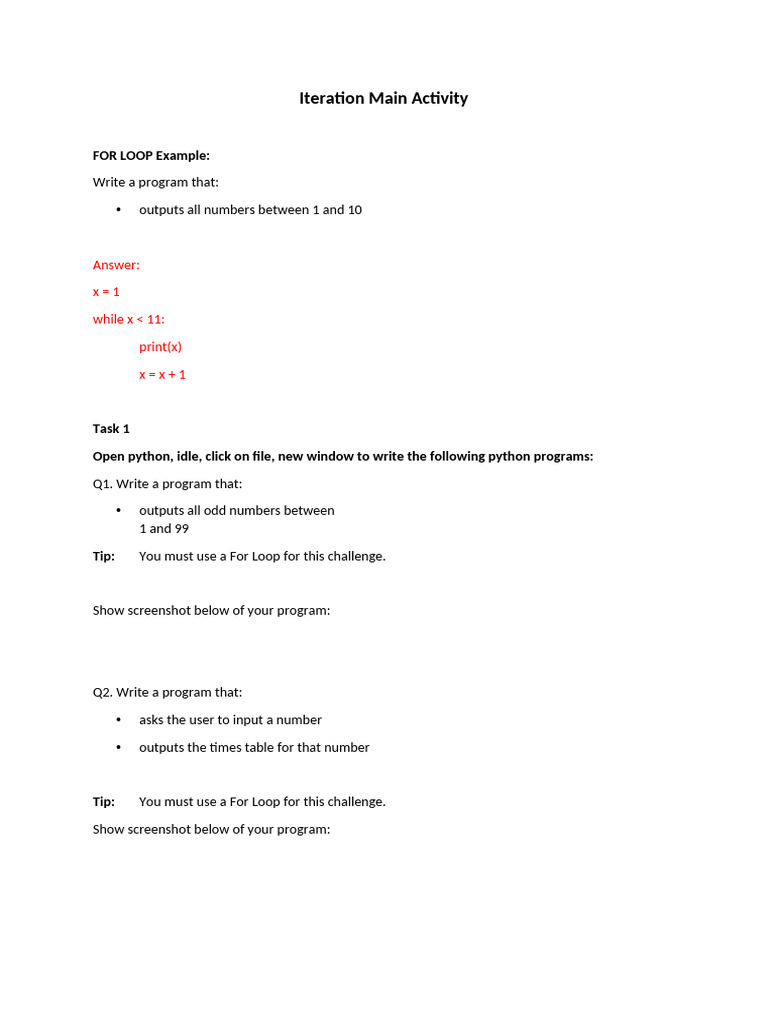 Iteration Main Activity | PDF