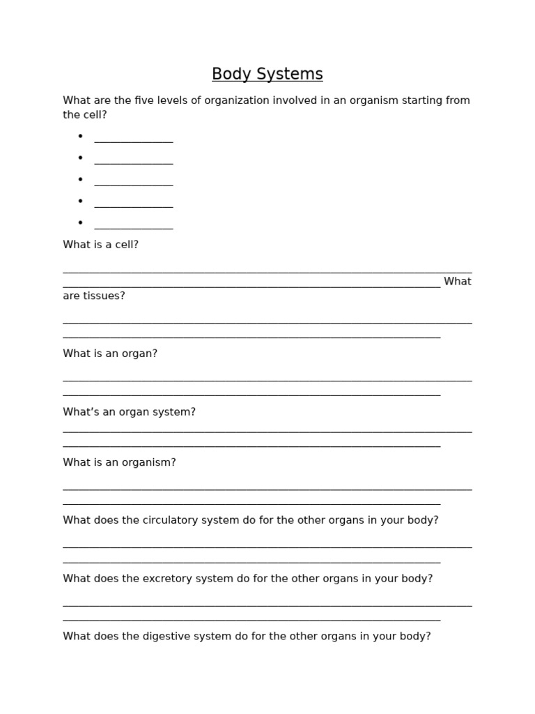 Body Systems Guided Notes | PDF