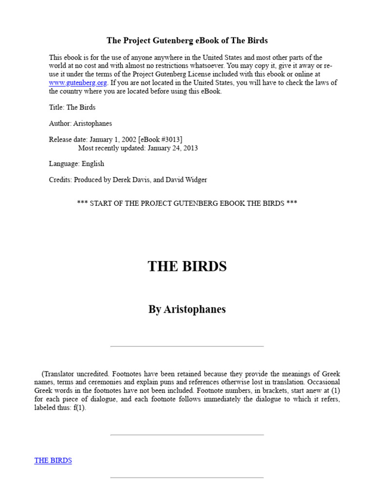 The Birds by Aristophanes | PDF