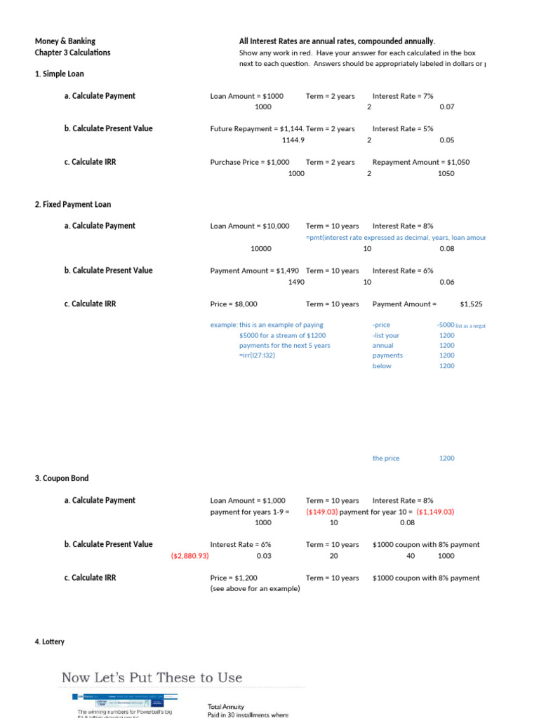CH 3 Interest Rate Calculation Assignment#1 Spring 25 | PDF | Present ...