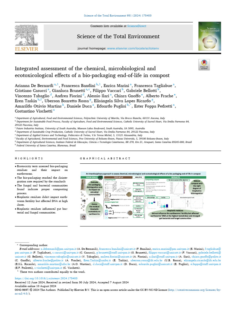 Ecotoxicological Impact of Bio-Packaging in Compost | PDF | Biodegradation