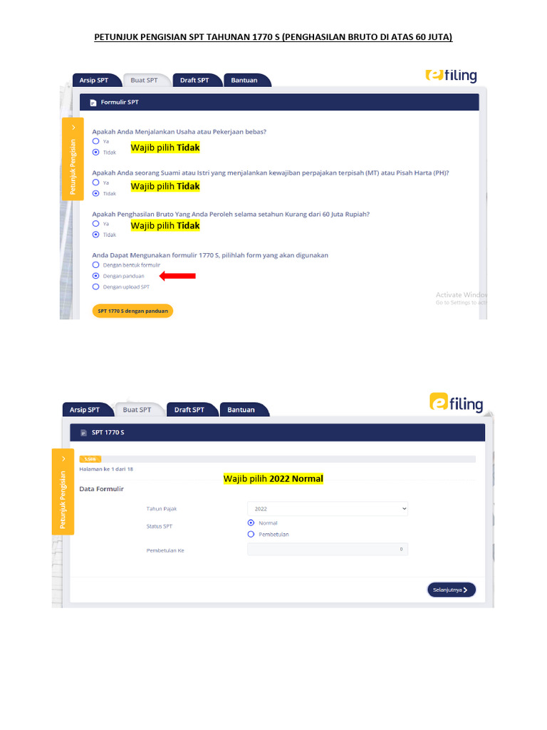 Tata Cara Pengisian SPT 1770S | PDF
