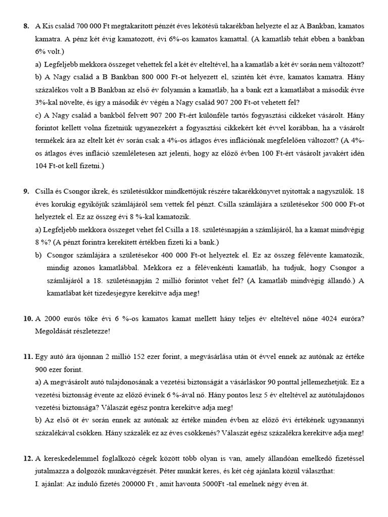 Matek 7. feladatsor | PDF