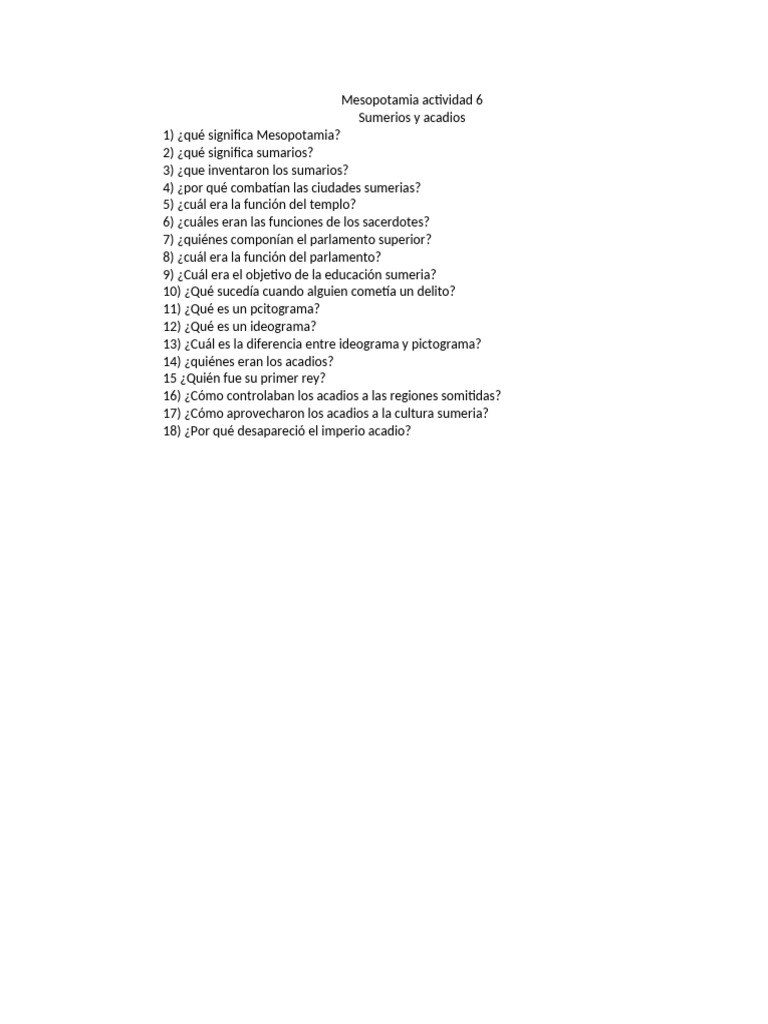 Mesopotamia: Sumerios y Acadios Explicados | PDF