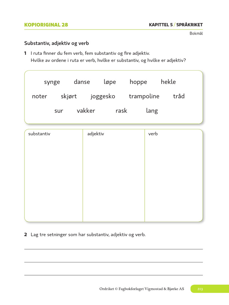 28 Kapittel 5 - Språkriket - Substantiv, Adjektiv Og Verb - Bokmål | PDF