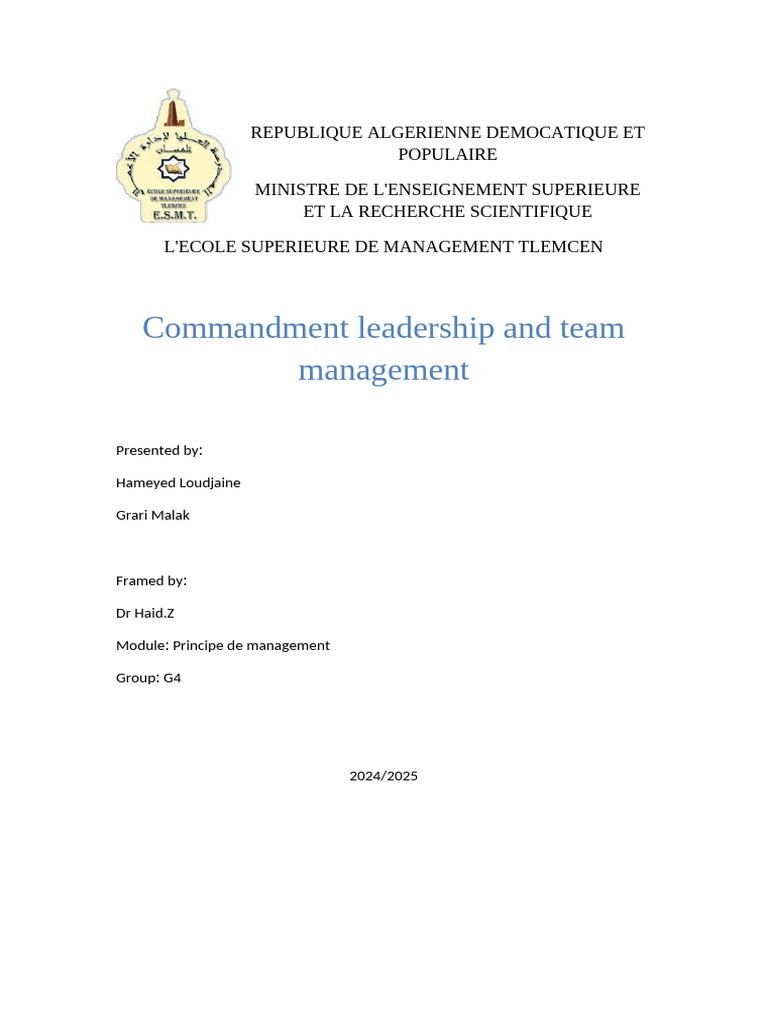 Commandment Leadership and Team Management | PDF | Leadership | Social ...