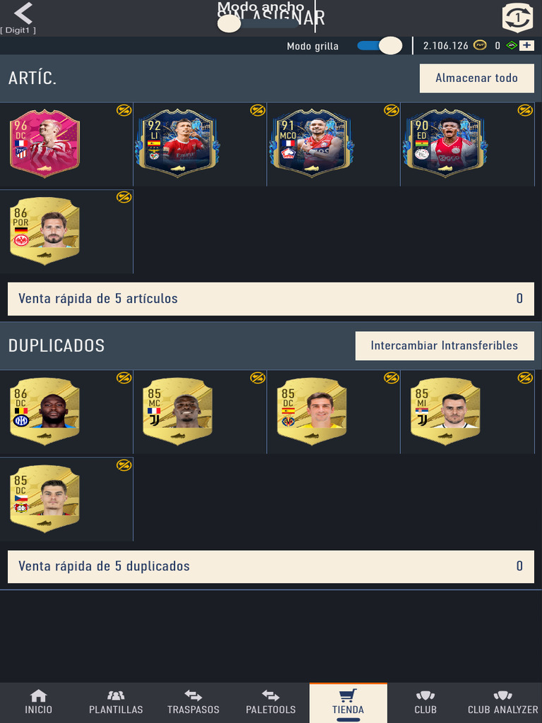Intercambio y venta en FUT Web App | PDF
